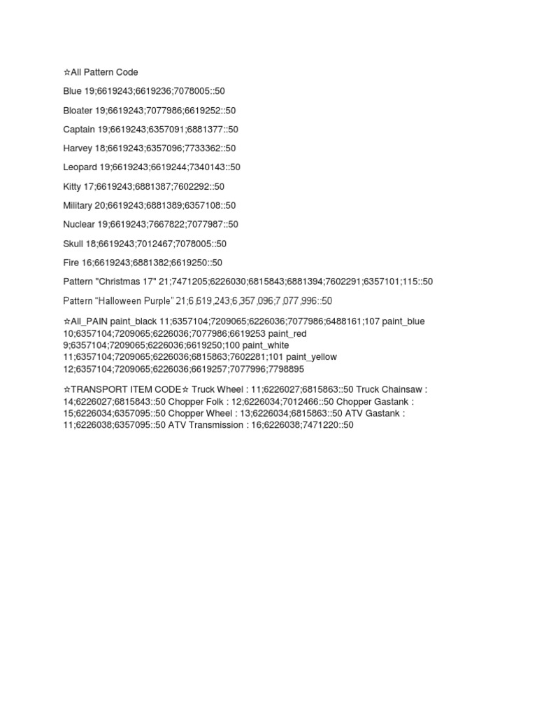 All Pattern Code Ldoe | PDF