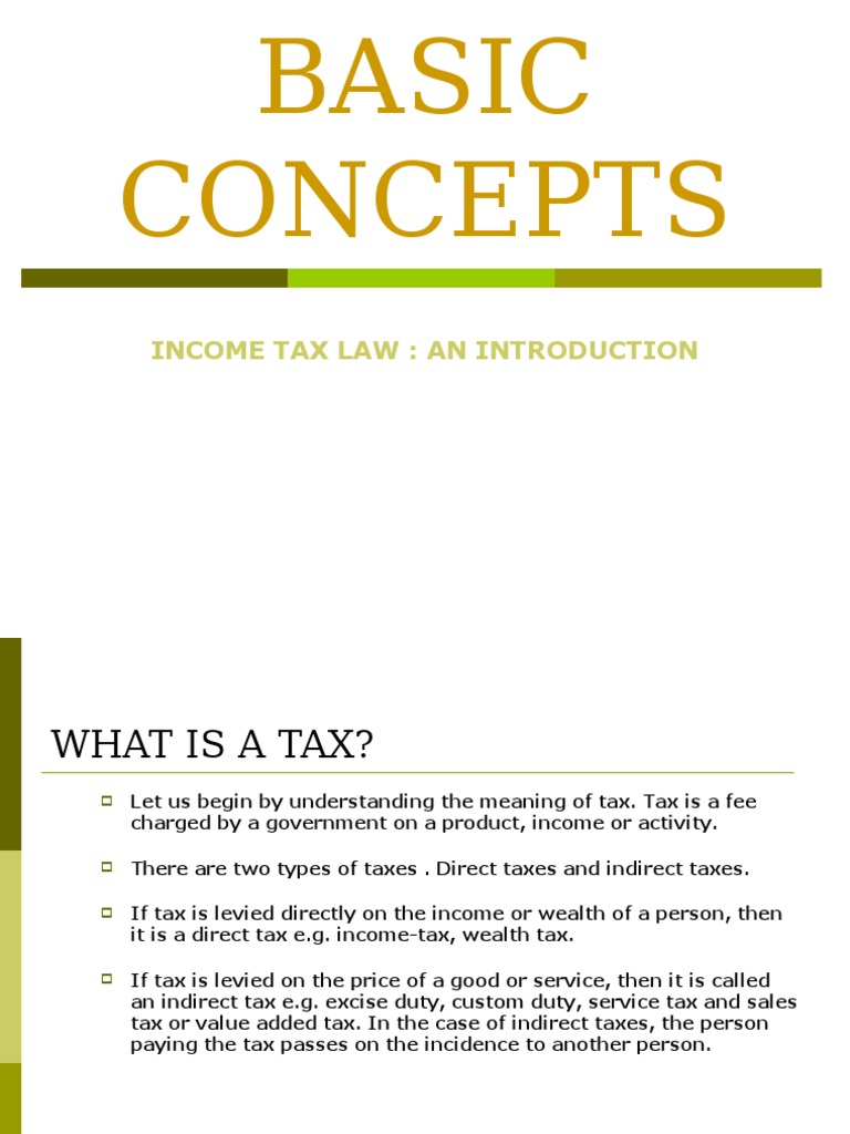 An Introduction to Basic Concepts of Income Tax Law in India | PDF ...