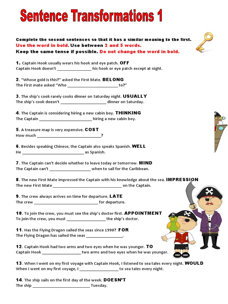 Key Word Transformations For b1 Connect Series | PDF | Sea Captain | Ships