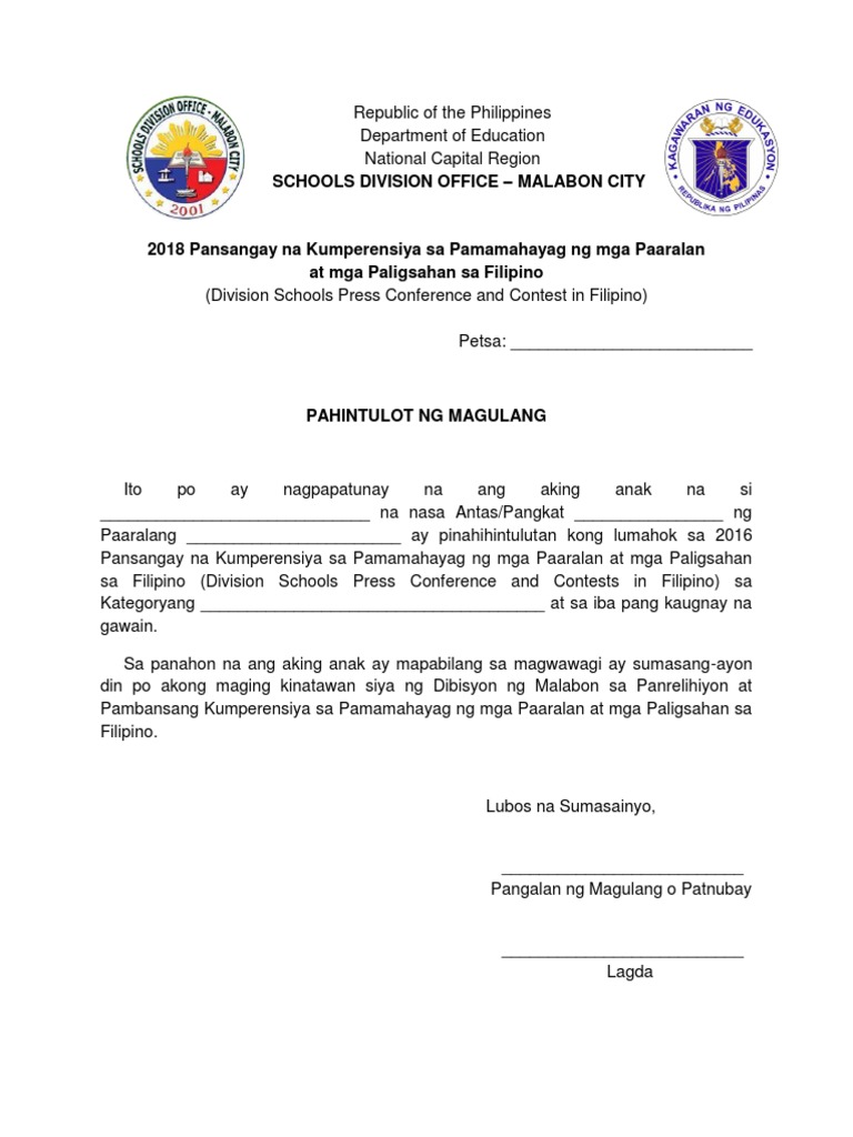 Pahintulot NG Magulang | PDF