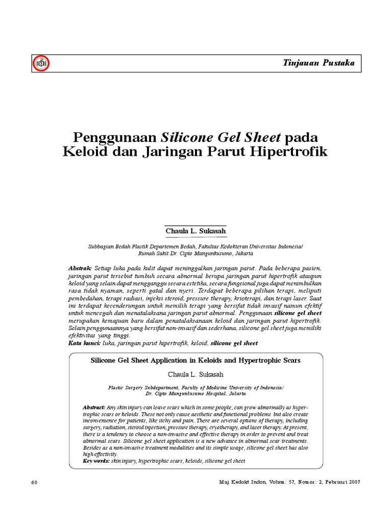 Penggunaan Silicone Gel Sheetpada Keloiddan Jaringan Parut Hipertrofik ...