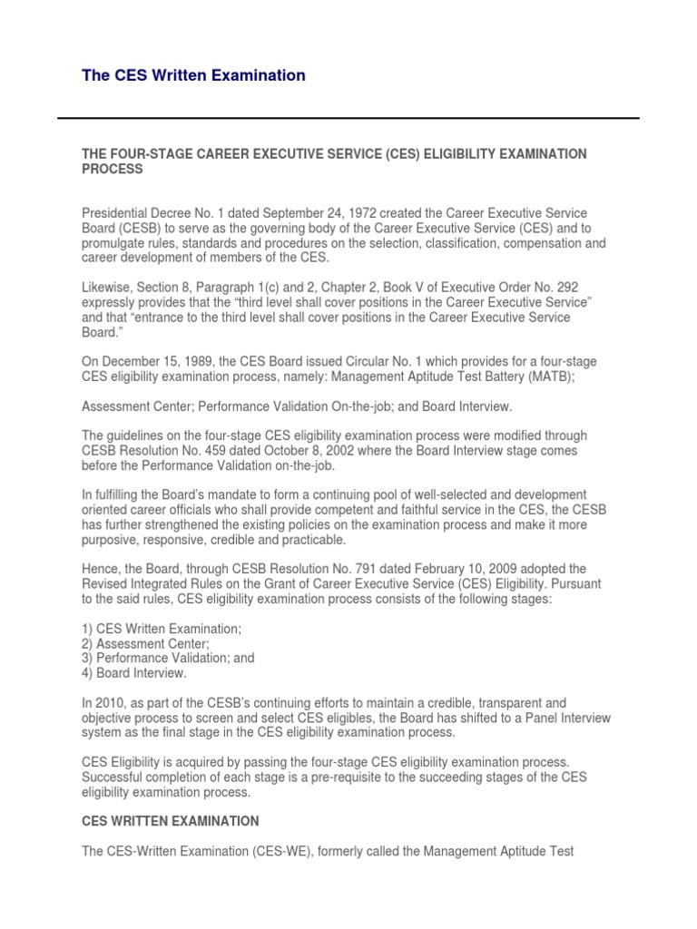 CES Written Exam Guide | PDF | Identity Document | Test (Assessment)