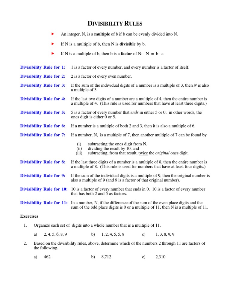 Divisibility Rules | PDF | Numbers | Discrete Mathematics