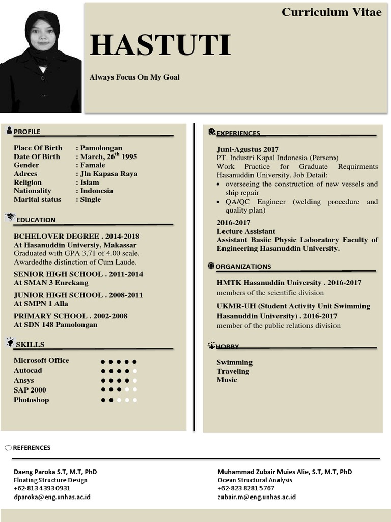 CV of Hastuti: Engineering Graduate | PDF