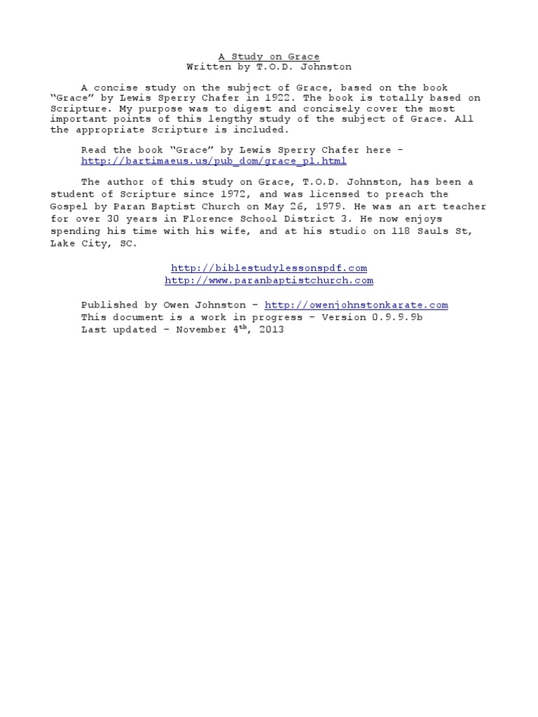 Study On Grace Pdf Pdf Grace In Christianity God In Christianity