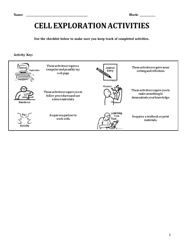 Cell Exploration Activities Guide | PDF | Endoplasmic Reticulum | Vacuole