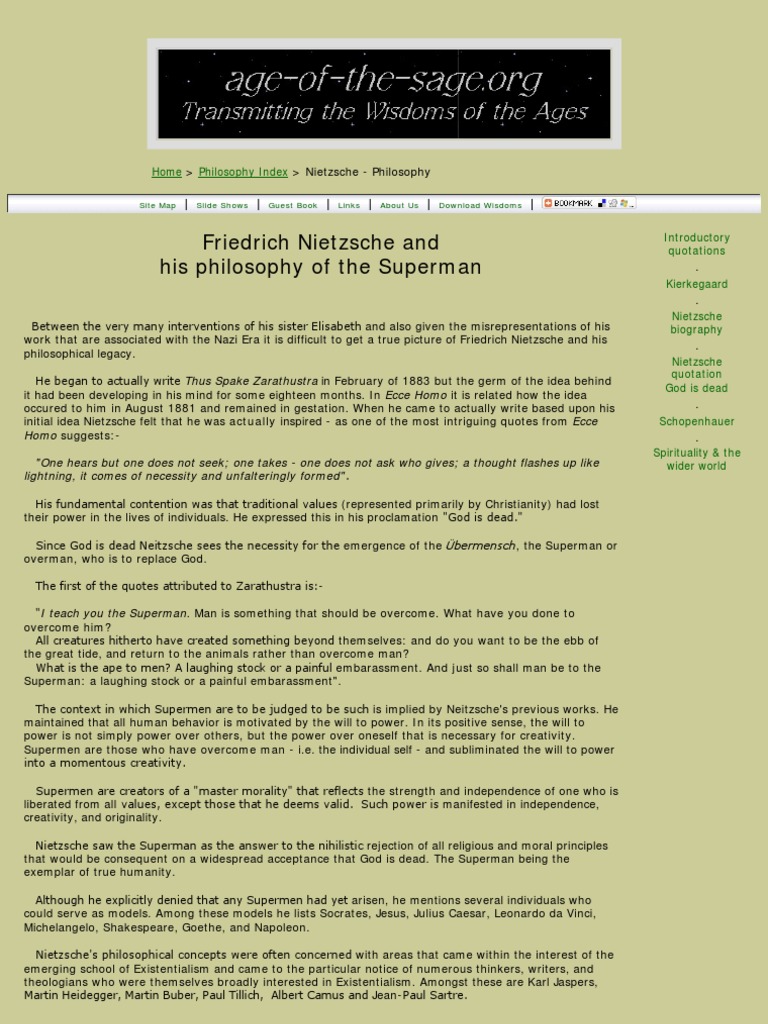 Friedrich Nietzsche and His Philosophy of The Superman | PDF ...