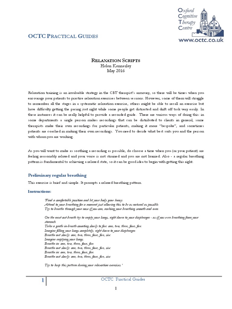 Octc P G: Ractical Uides | PDF | Relaxation (Psychology) | Arm