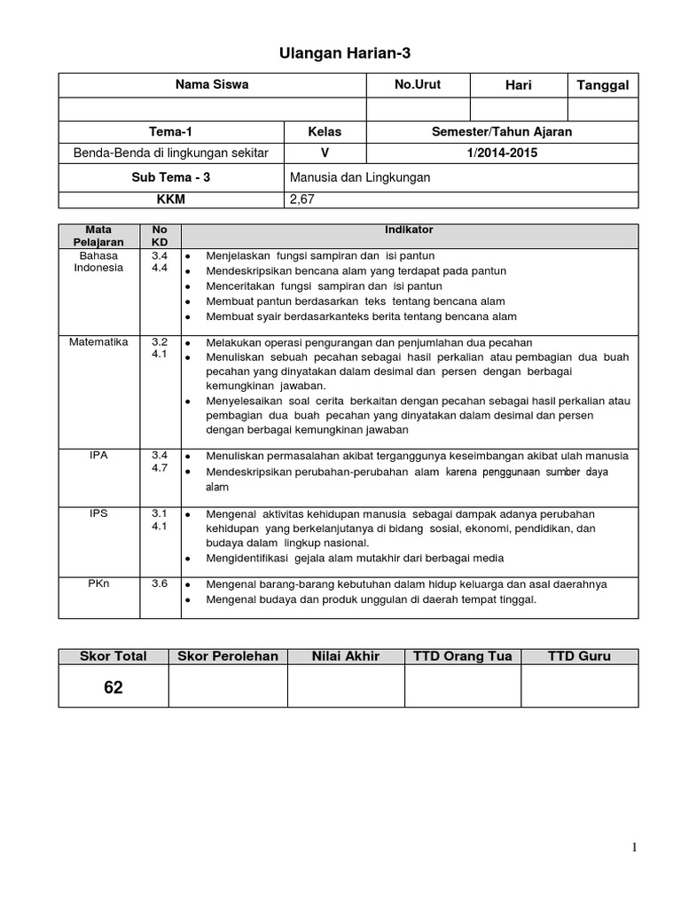 Uh 3 Tema 1 Sub Tema 3 | PDF