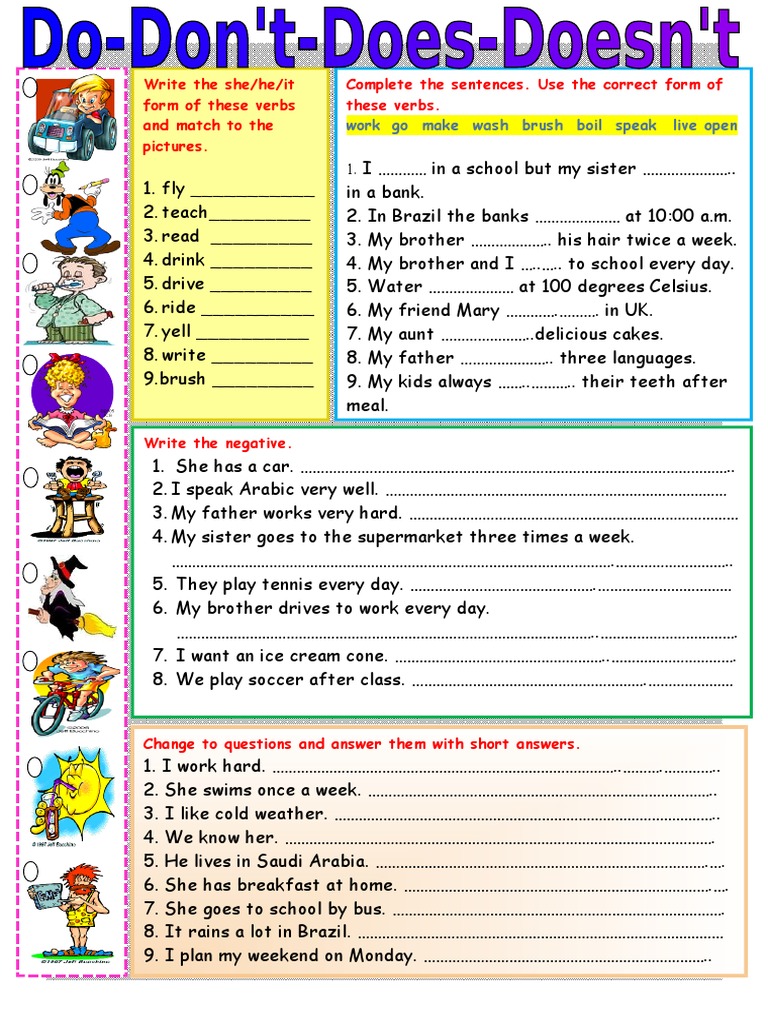 Present Simple Do Dont Does Doesnt Pdf