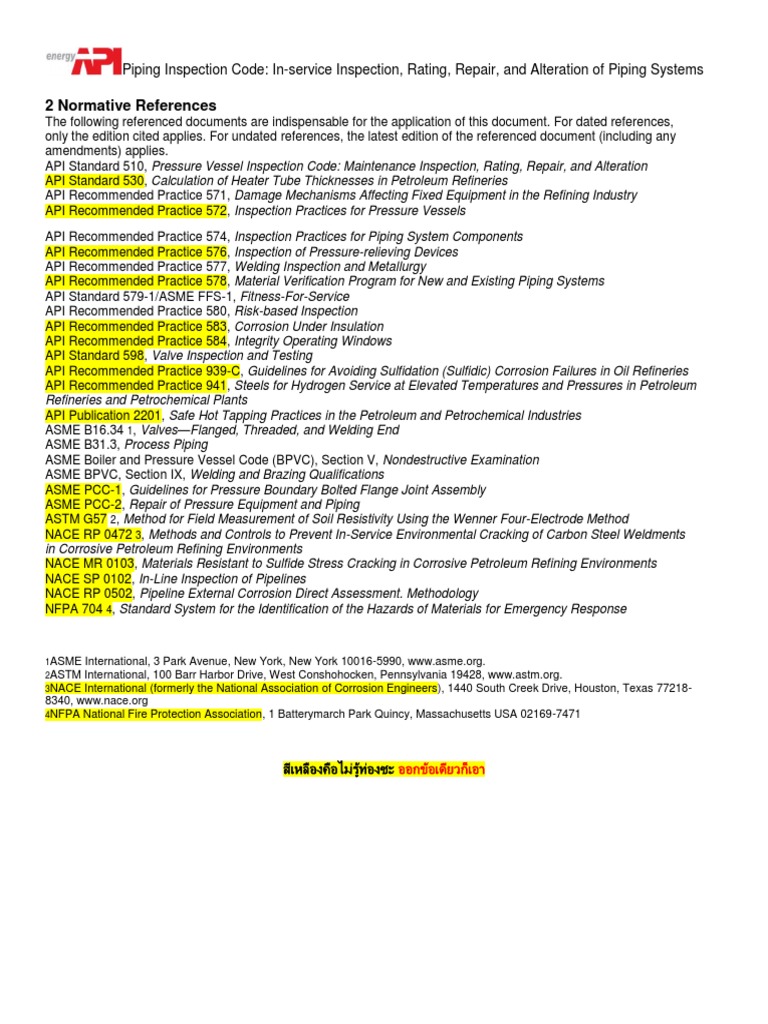 2 Normative References: Piping Inspection Code: In-Service Inspection ...