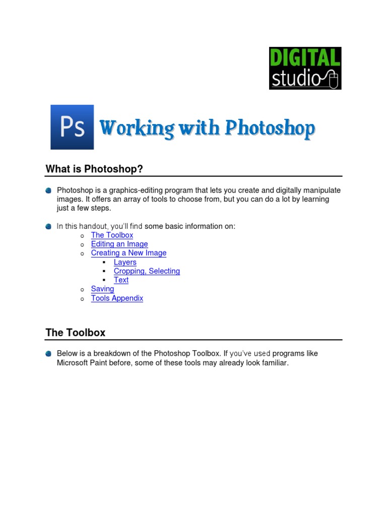 Photoshop Handout | PDF | Adobe Photoshop | Computer Graphics