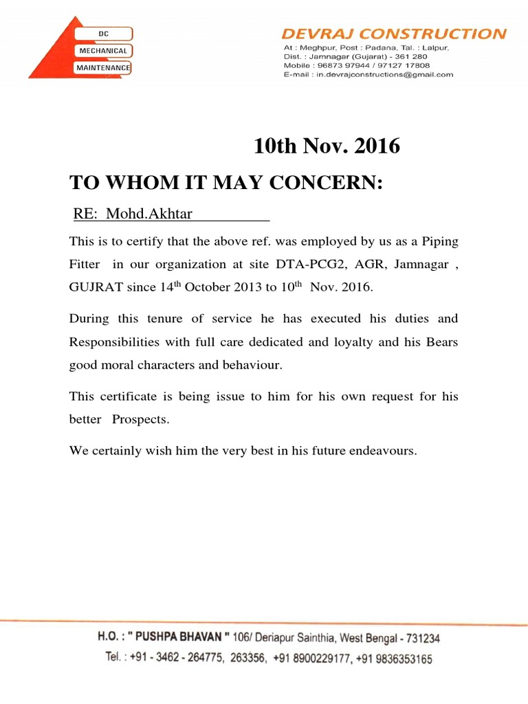 Piping Fitter Certificate Devraj | PDF