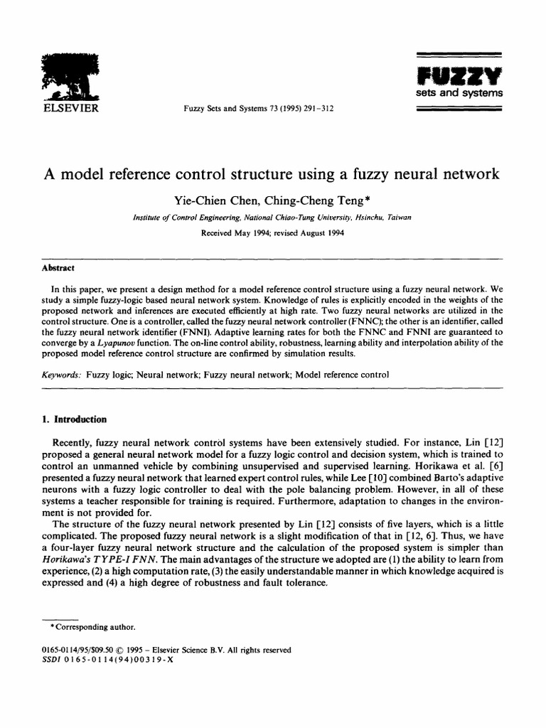 A Model Reference Control Structure Using A Fuzzy Neural Network Pdf Artificial Neural