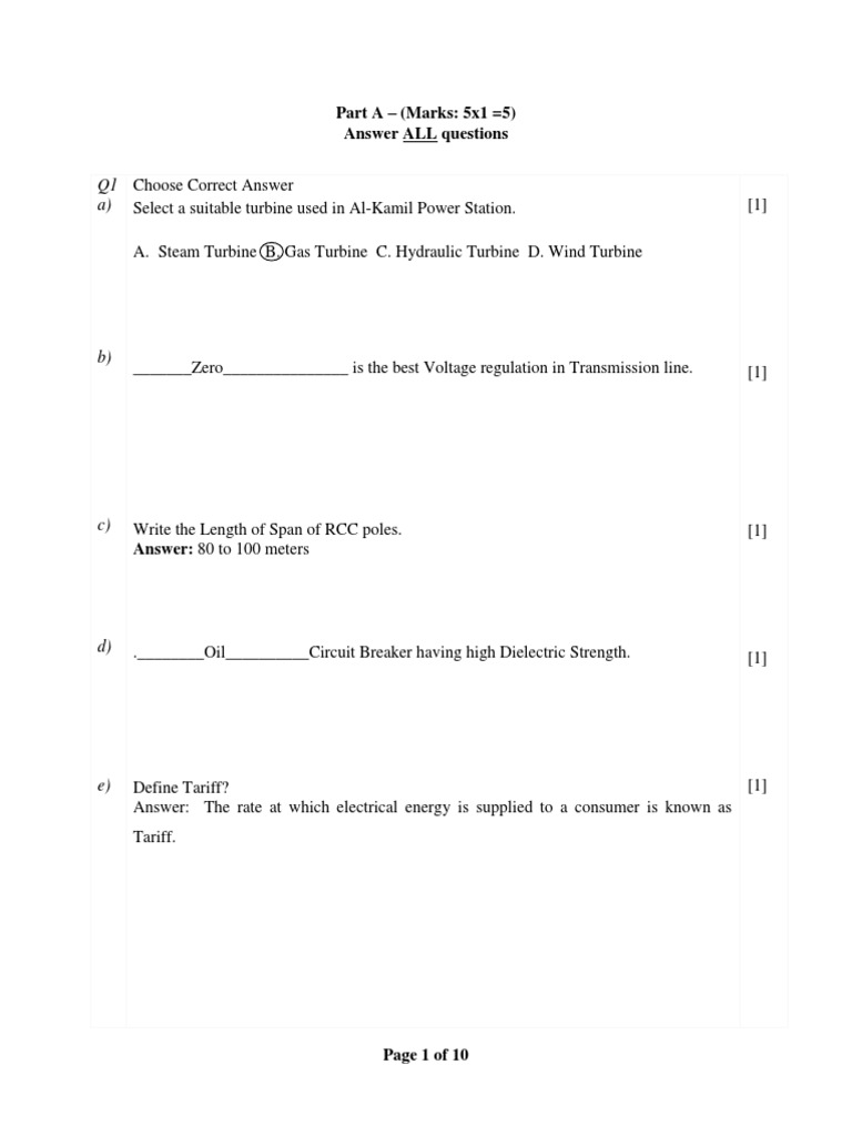 Answer Key Set-A EPS Final Exam QP Summer 2014 | PDF | Electric Power ...
