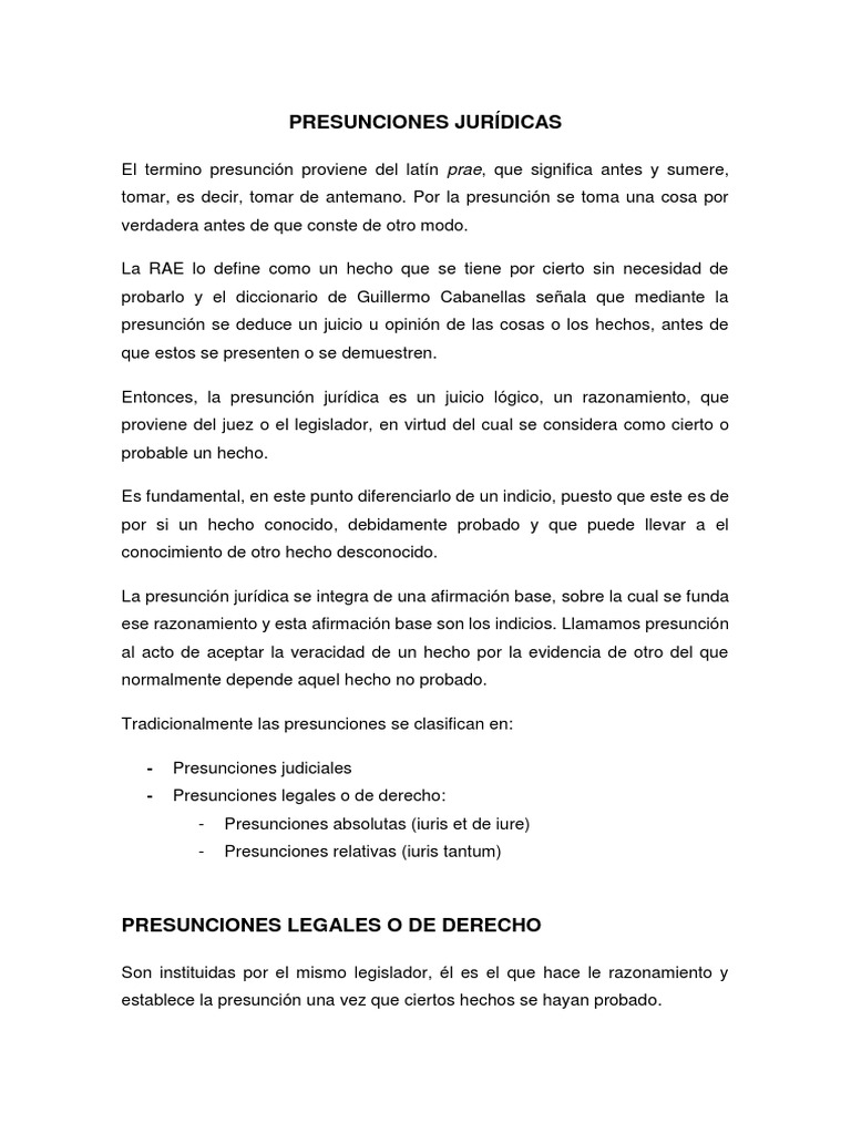 Tipos de Presunciones Jurídicas | PDF | Instituciones sociales ...