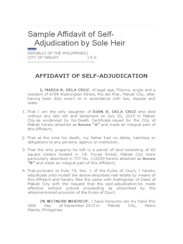 Affidavit of Self Adjudication | PDF