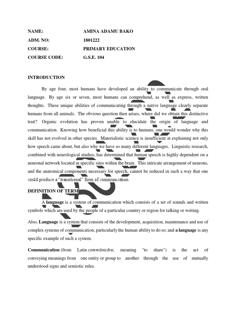 Language And Communication PDF Body Language Communication