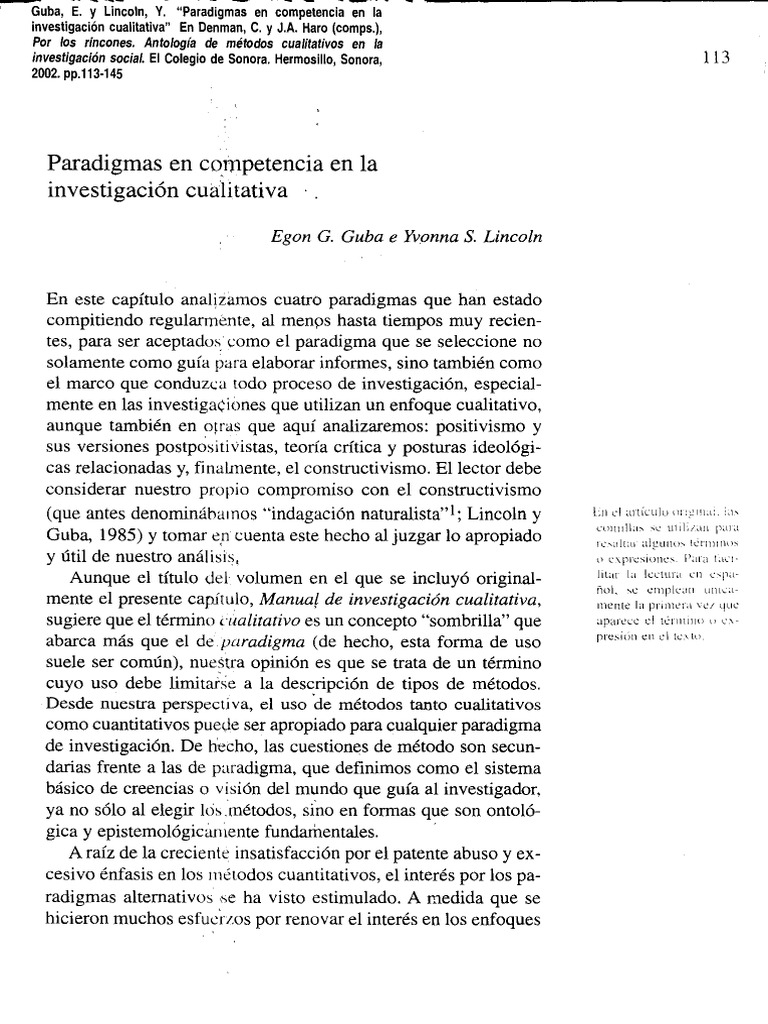 Guba y Lincoln 2002 PDF | PDF
