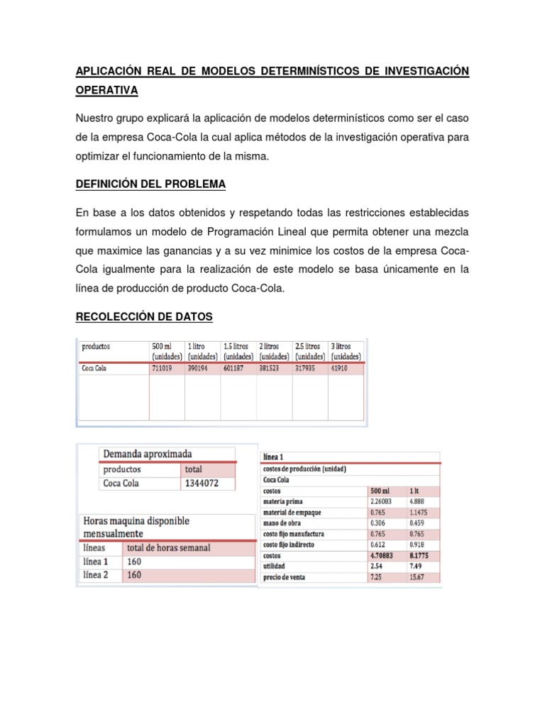 Aplicación Real de Modelos Determinísticos de Investigación Operativa ...