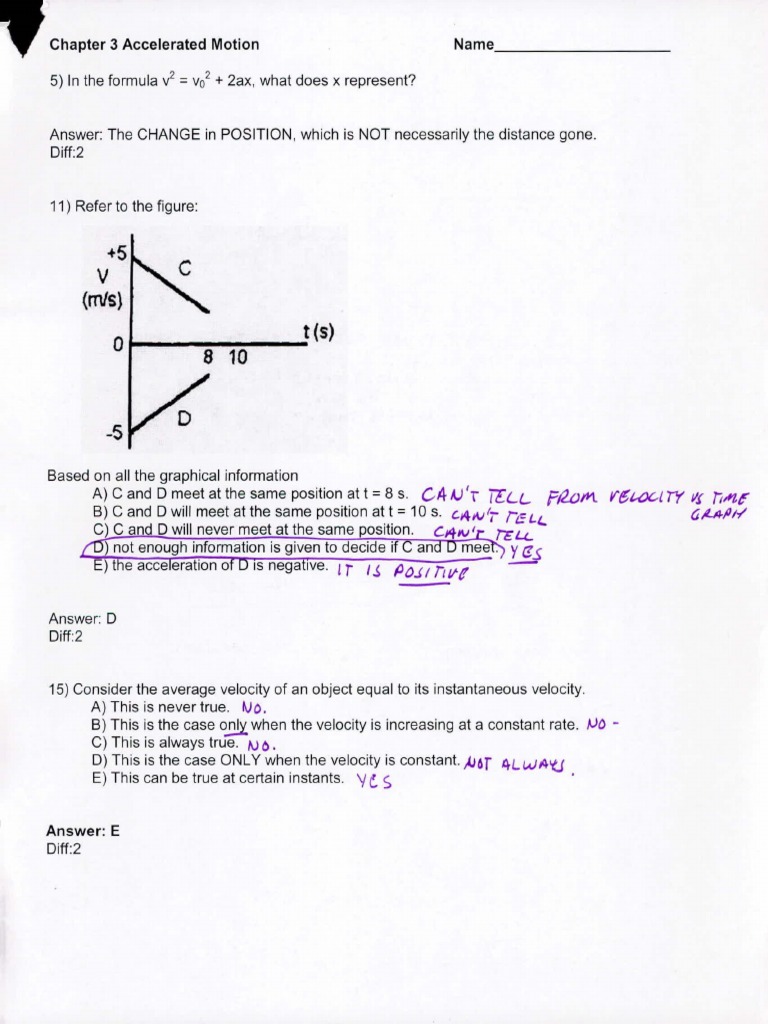 Ch3 Review Questions | PDF | Acceleration | Rates