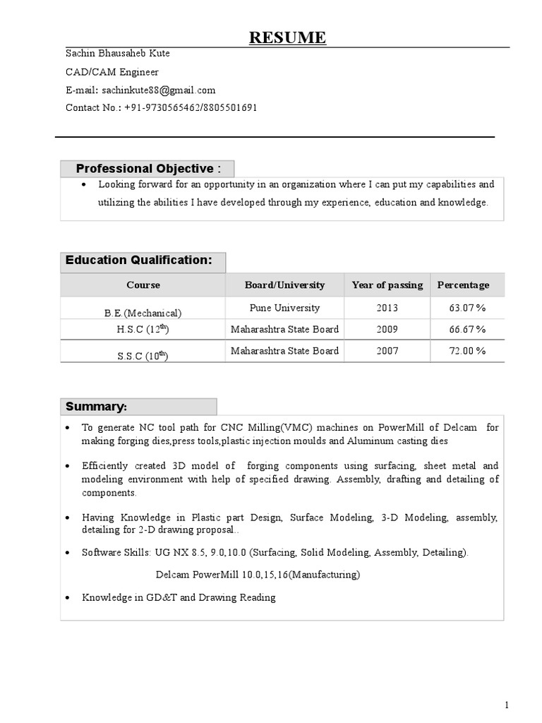 SBK - Resume - 2017 - Cad Cam | PDF | Forging | Numerical Control