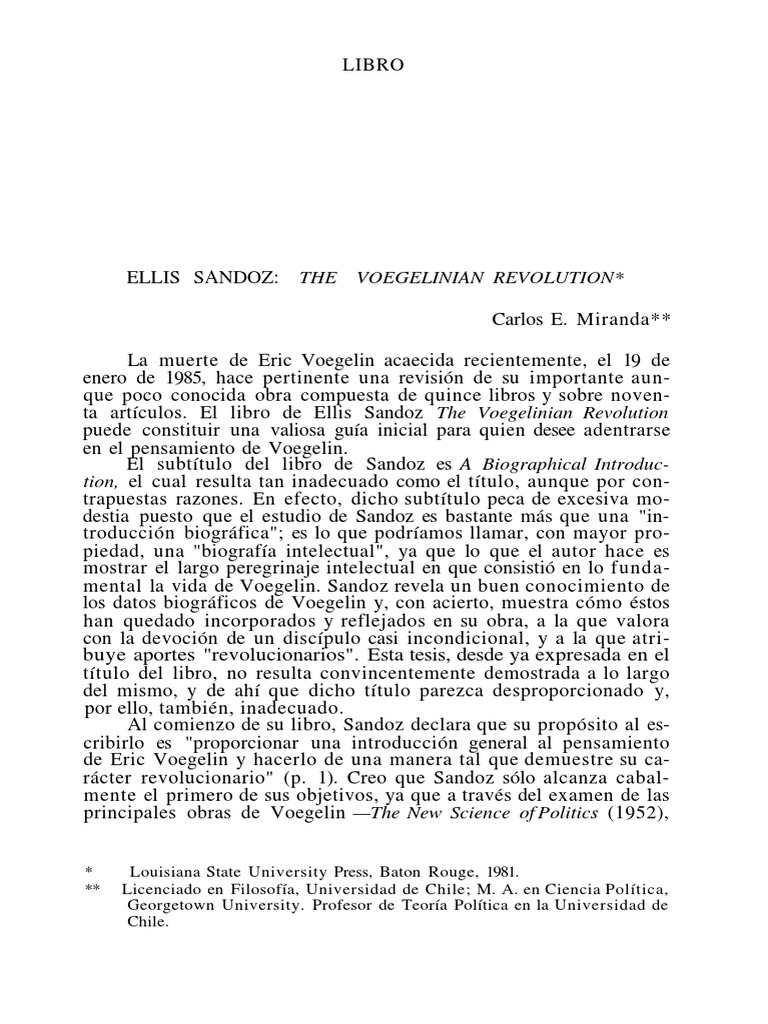 Sandoz, Ellis - The Voegelinian Revolution PDF | PDF | Platón | Science