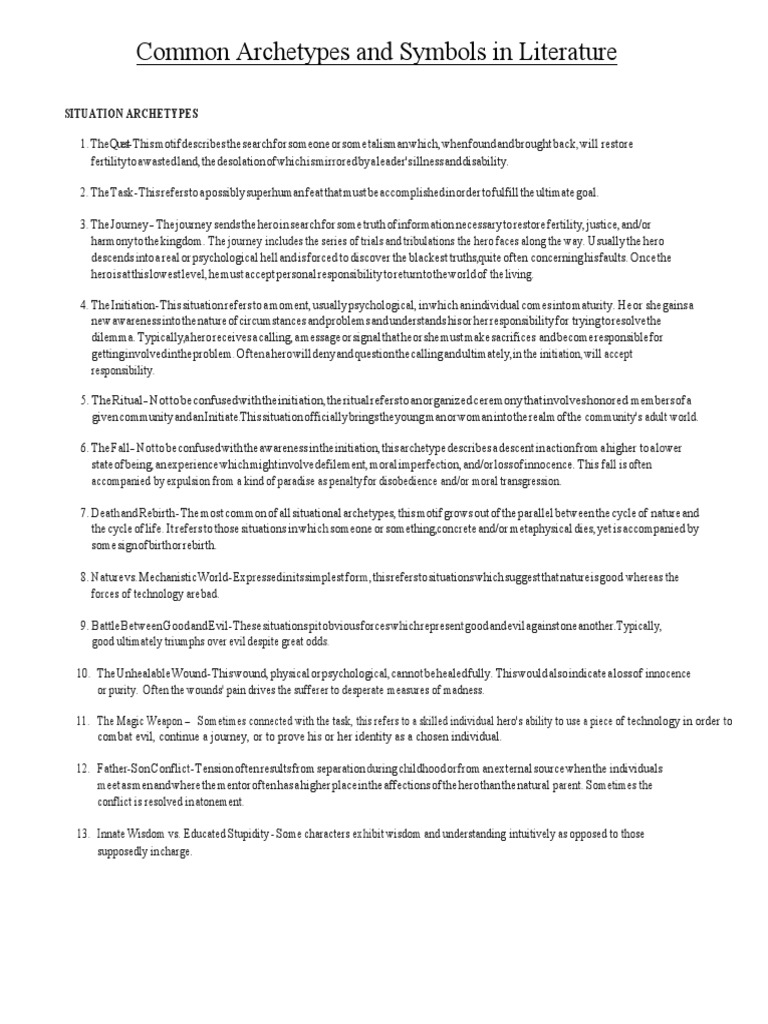 Common Archetypes and Symbols in Literature | PDF | Hero | Heaven