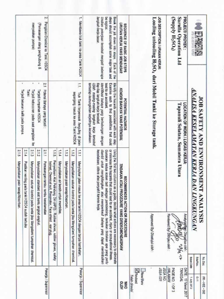 JSEA Loading-Unloading H2SO4 PDF | PDF