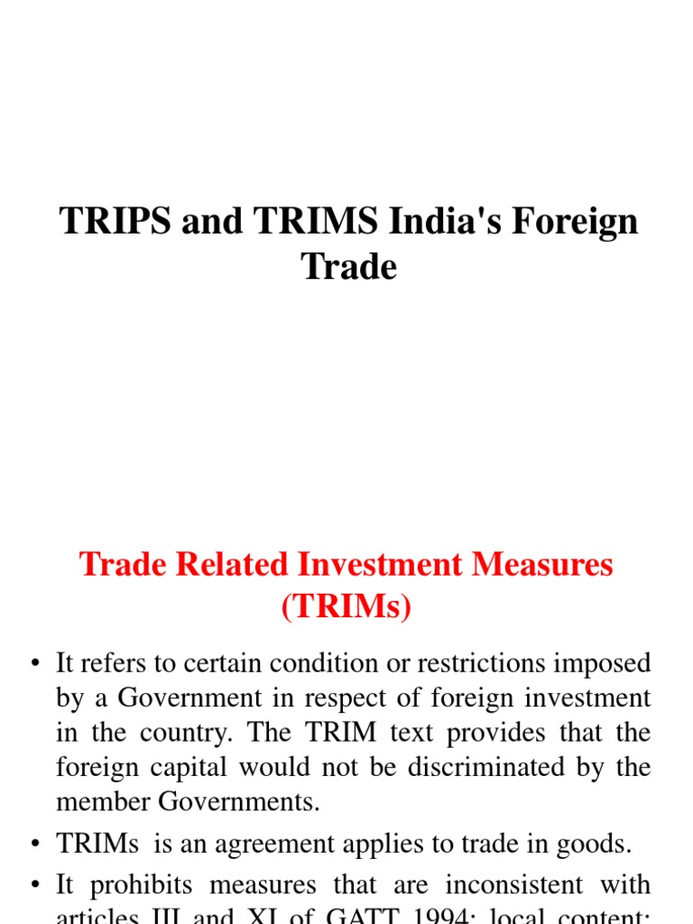 Understanding TRIPS and TRIMS Agreements | PDF | Trips Agreement ...