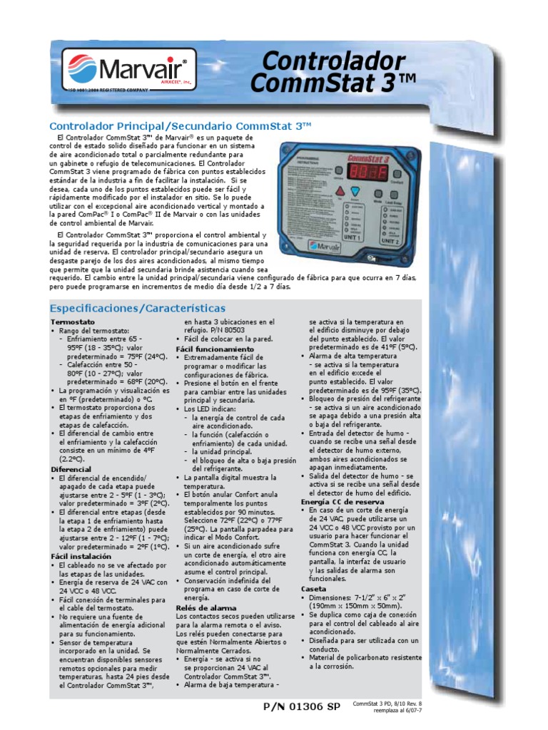 Commstat 3 Product Data Sheet Spanish PDF | PDF | Relé | Caldera