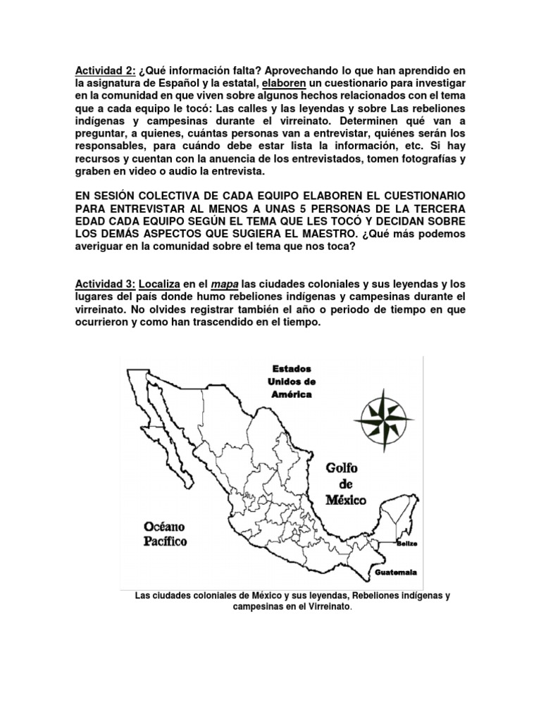 Actividades de Historia y Cultura | PDF | Cuestionario | Nueva españa