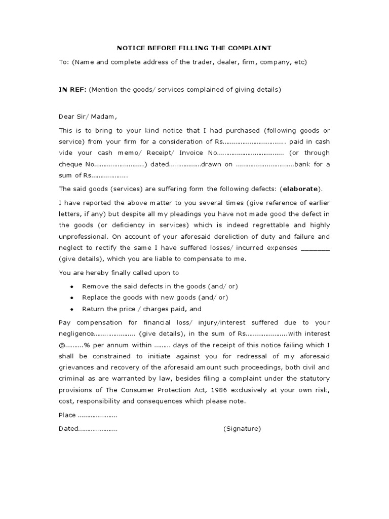 Consumer Court Petition | PDF | Consumer Protection | Complaint