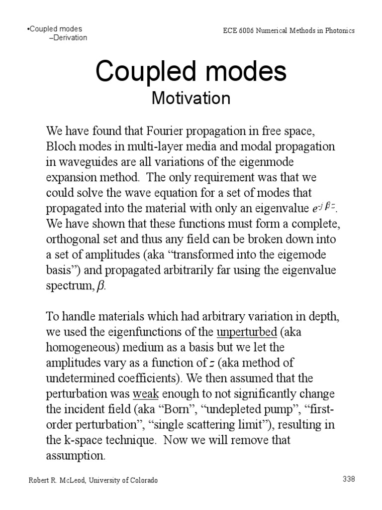 NMiP Coupled Modes | PDF | Perturbation Theory (Quantum Mechanics ...