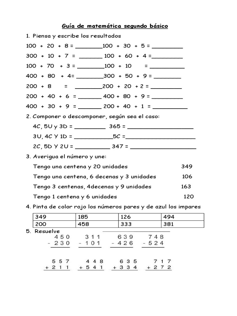 Guía de Matemática Segundo Básico | PDF