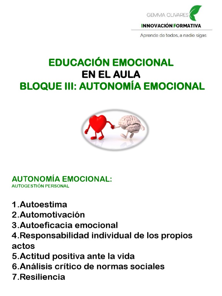 Autonomia - Emocional en Aula PDF | PDF | Crecimiento personal y ...