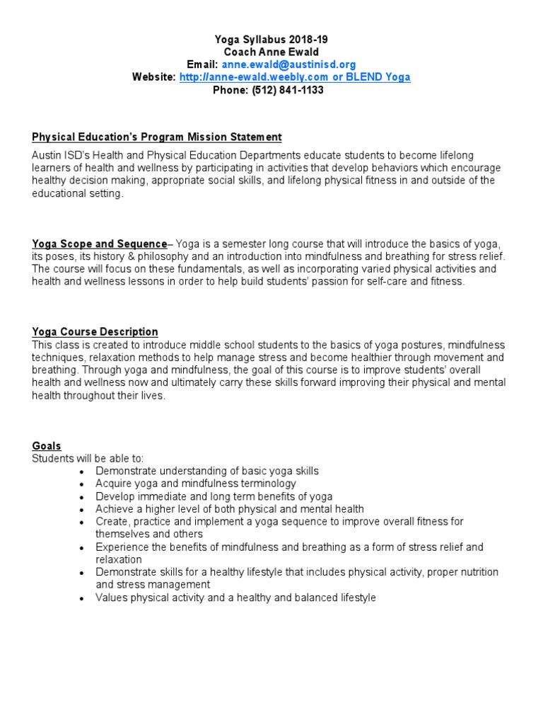 Yoga Syllabus | PDF | Yoga | Mindfulness