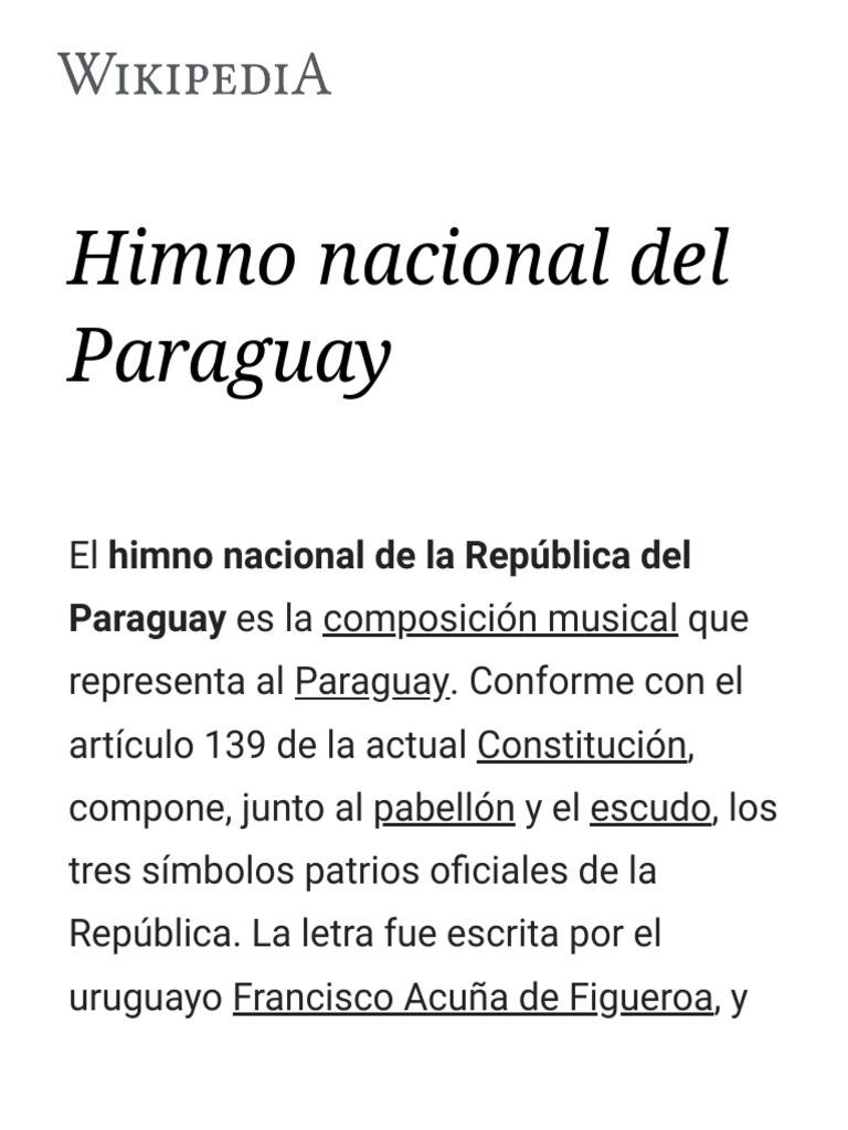 Himno Nacional Del Paraguay | PDF | Canciones patrióticas | Himnos