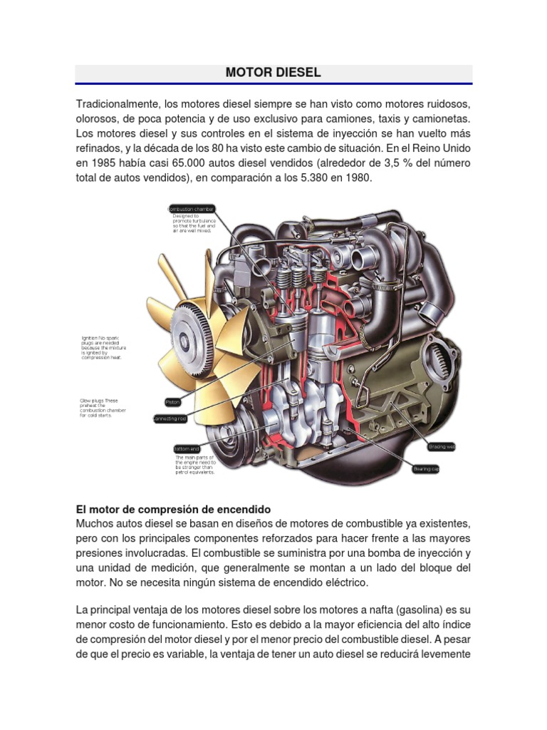 Funcionamiento y componentes del motor diesel | PDF | Turbocompresor ...