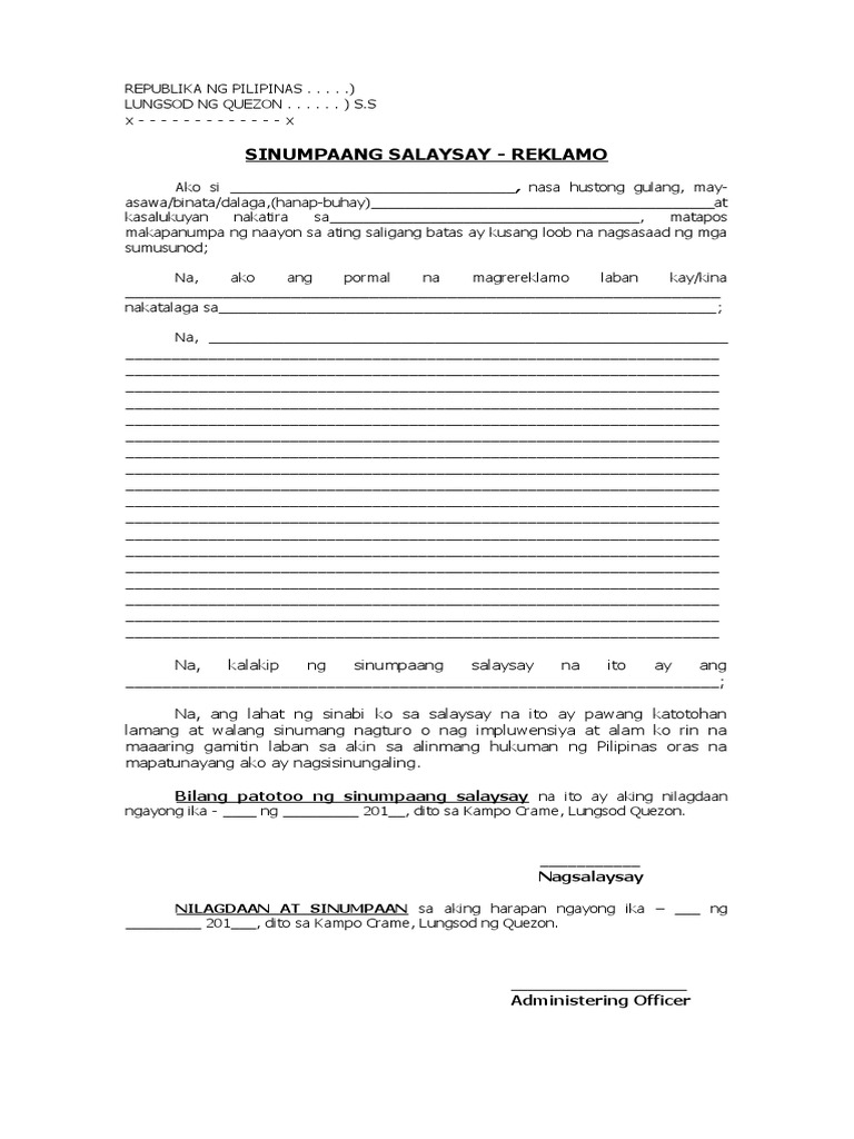 Sinumpaang Salaysay | PDF