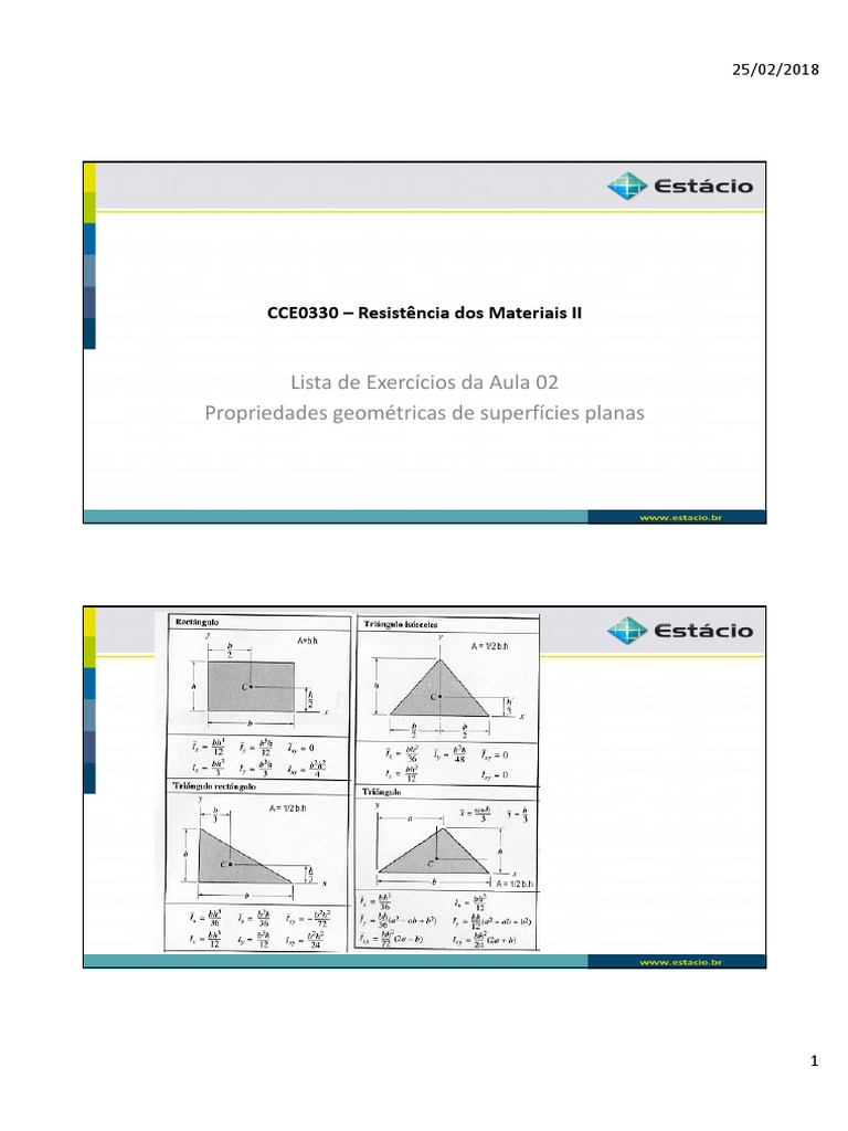 Aula 02 - Exercícios Resmat 2 | PDF | Triângulo | Torque