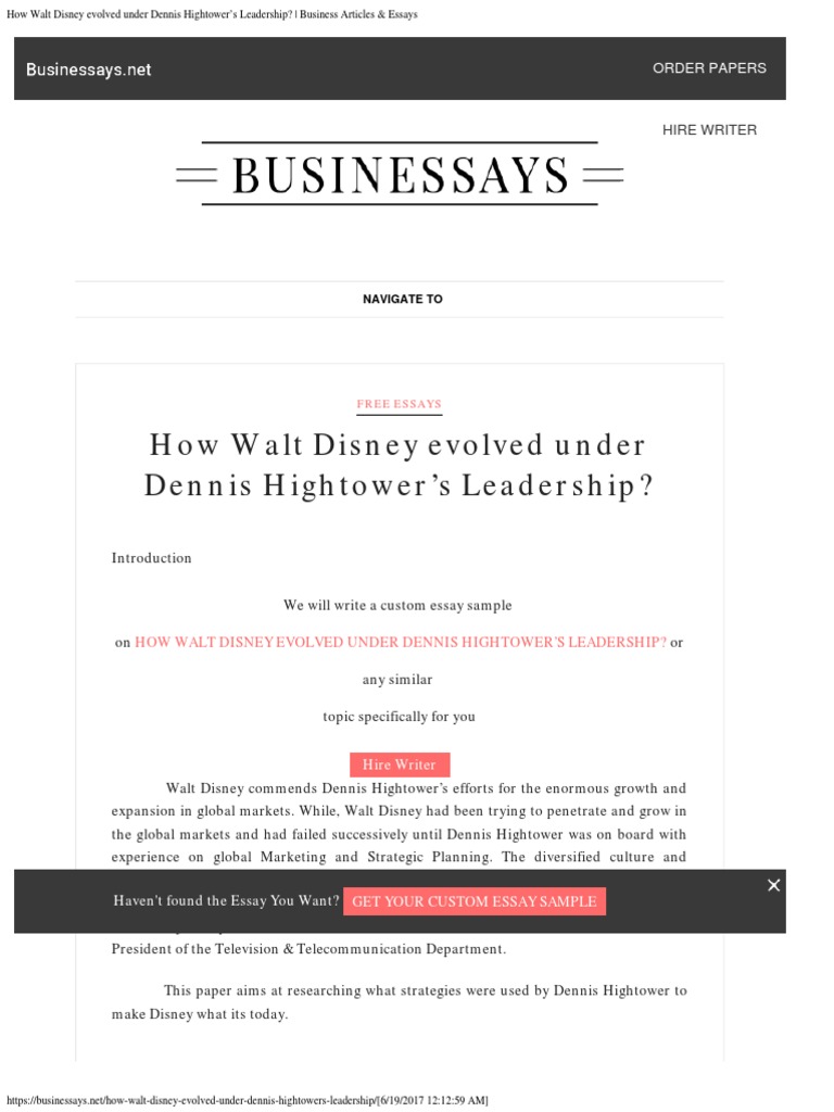 How Walt Disney Evolved Under Dennis Hightower's Leadership Business ...