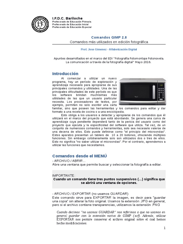 Comandos GIMP | PDF | Programa de computadora | Programación