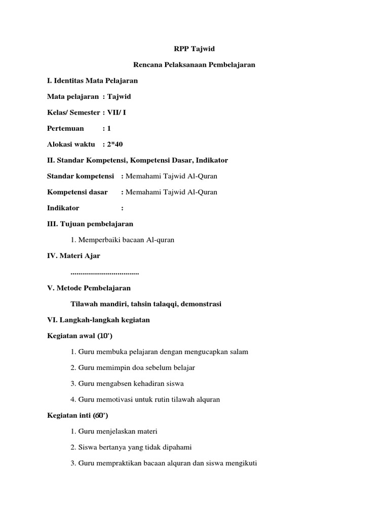 RPP Tahfidz Juz 30 | PDF