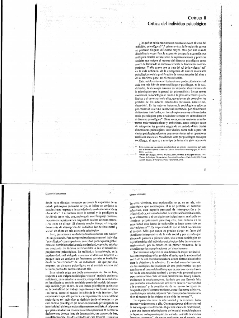 2 - Martuccelli. Cambio de Rumbo. La Sociedad A Escala Del Individuo (Cap. 3) | PDF | Sociología ...