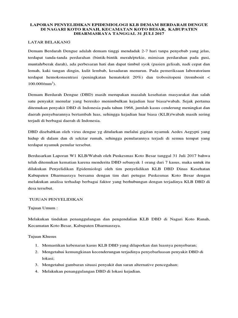 KLB DBD di Koto Ranah, Dharmasraya 2017 | PDF