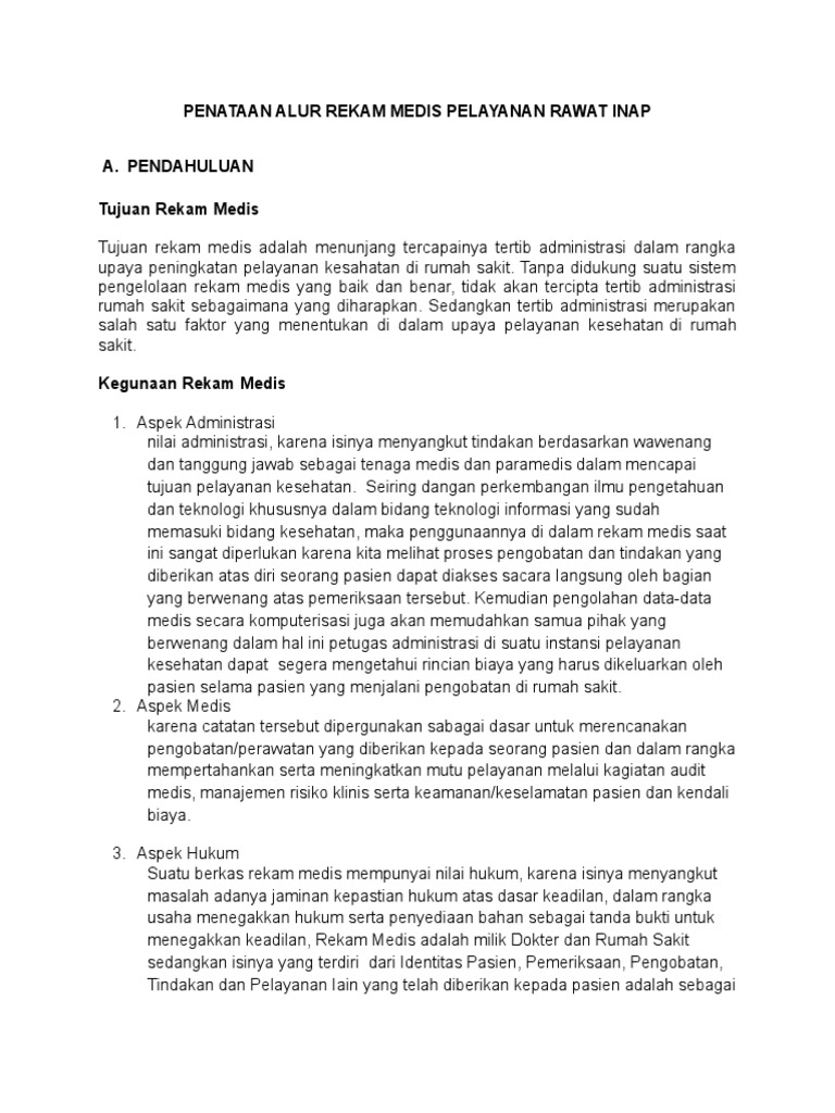 Penataan Alur Rekam Medis Pelayanan Rawat Inap | PDF