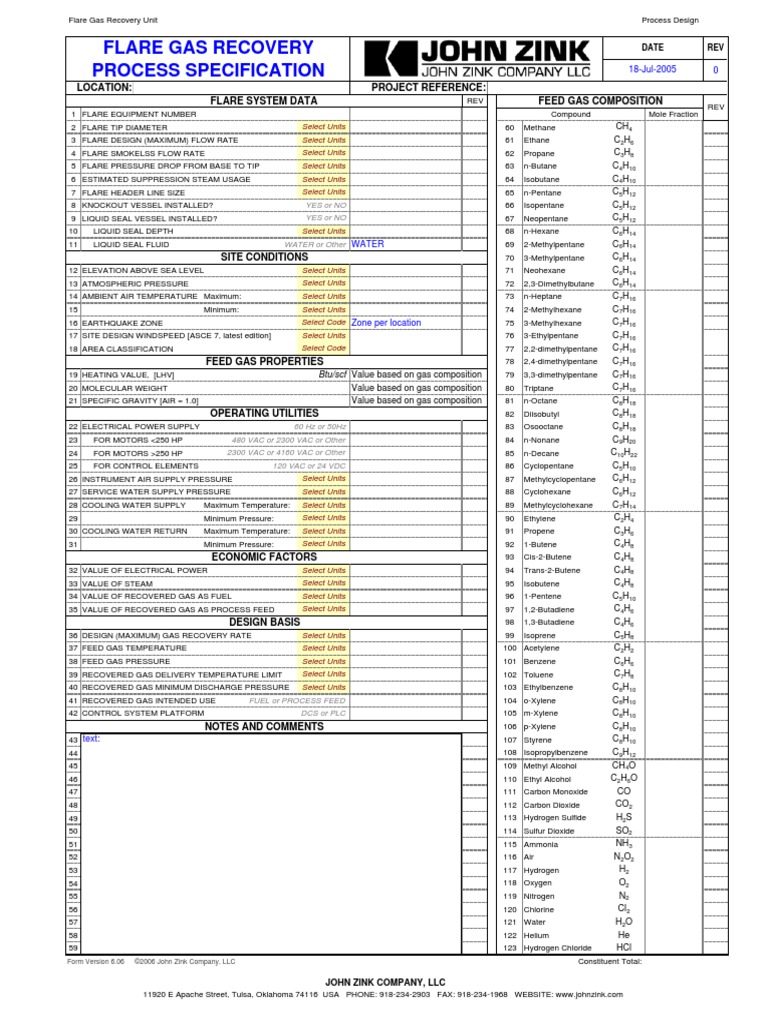 Flare Gas Recovery Data Sheet PDF | PDF | Physical Sciences | Chemical ...