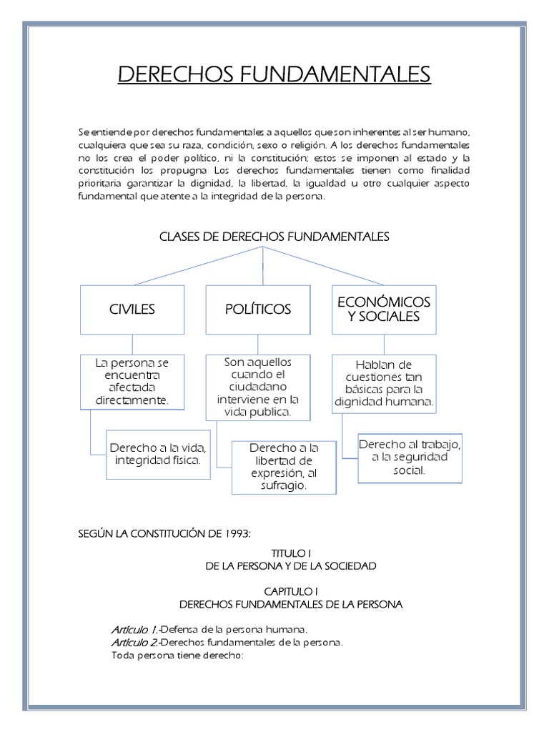 Clasificación de Derechos Fundamentales en Perú | PDF | Derecho ...