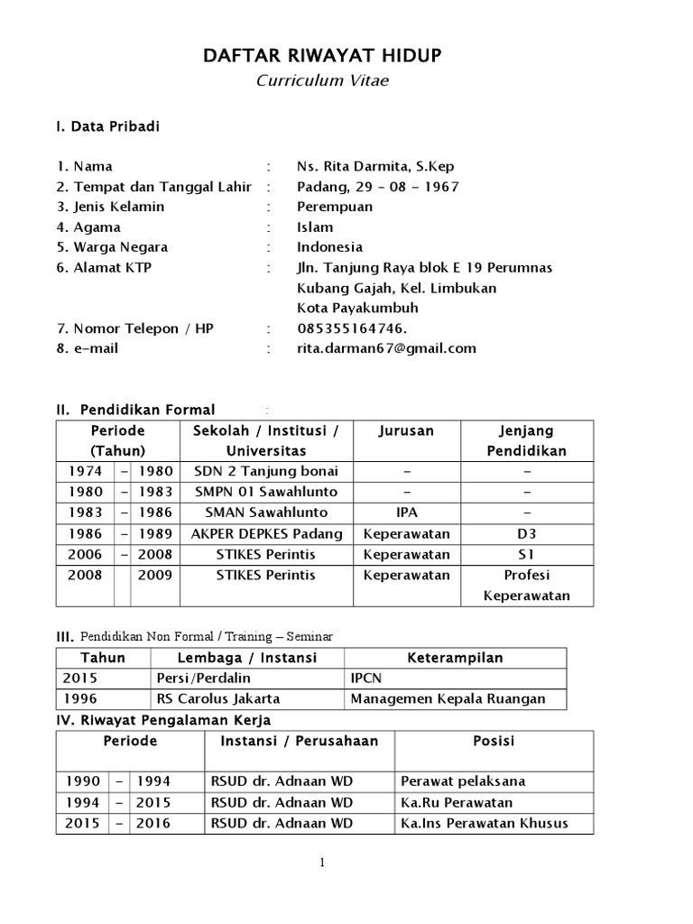 CV Rita Darmita | PDF